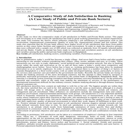 A comparative study of job satisfaction in banking | PDF | Human ...