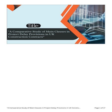 A Comparative Study of Main Clauses in Project Delay Provisions in UK ...