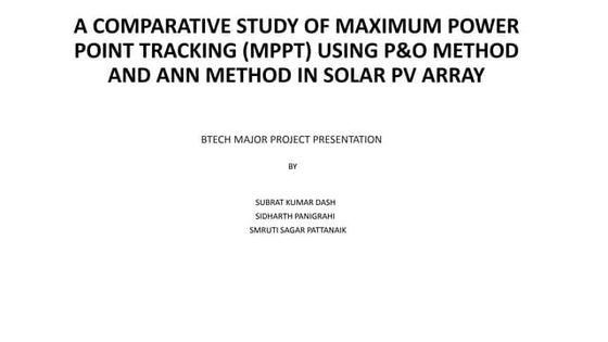 Solar PV Model With MPPT (P & O method) | PPT
