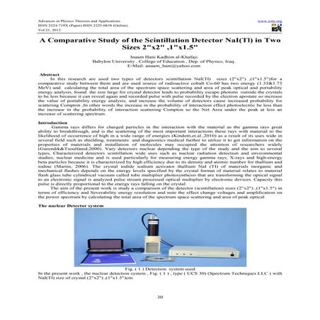 A comparative study of the scintillation detector na i(tl) in two sizes ...