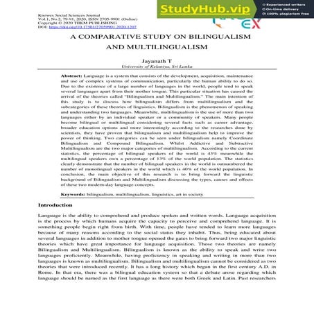 A COMPARATIVE STUDY ON BILINGUALISM AND MULTILINGUALISM | PDF