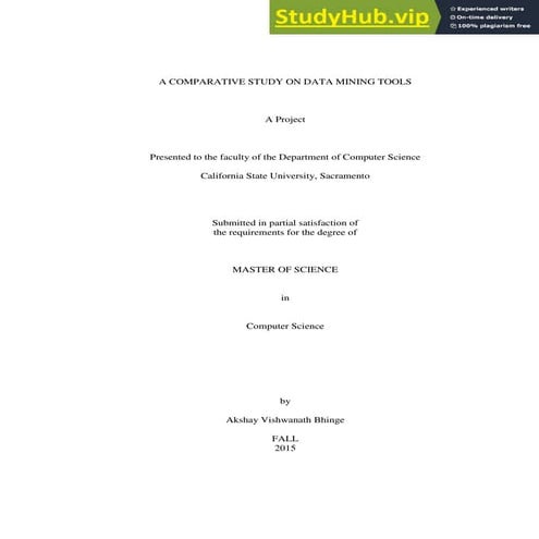 A COMPARATIVE STUDY ON DATA MINING TOOLS | PDF