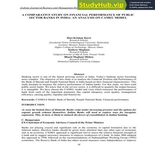 A COMPARATIVE STUDY ON FINANCIAL PERFORMANCE OF PUBLIC SECTOR BANKS IN ...