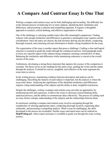 Compare And Contrast Essay Tips | PDF