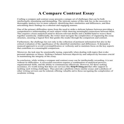 Compare And Contrast Essay Online Classes Vs Traditional | PDF