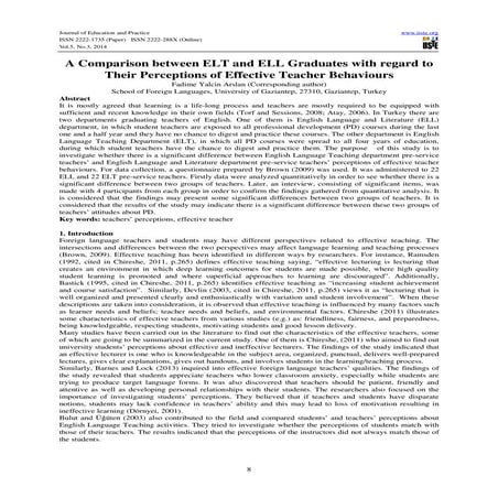 A comparison between elt and ell graduates with regard to their ...