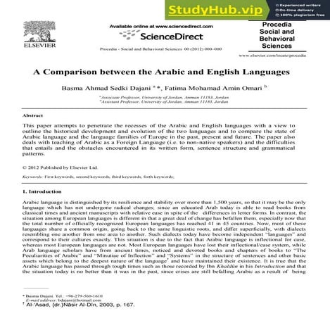 A Comparison Between The Arabic And English Languages | PDF