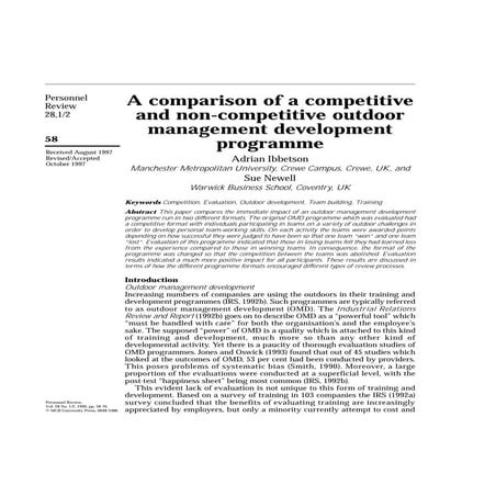 A comparison of a competitive and non competitive outdoor | PDF