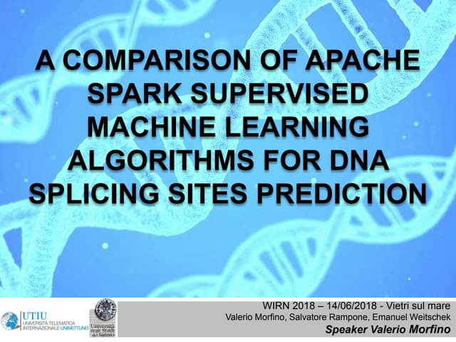A Comparison Of Apache Spark Supervised Machine Learning Algorithms For Dna Splicing Sites