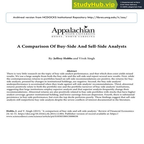 A Comparison Of Buy-Side And Sell-Side Analysts | PDF