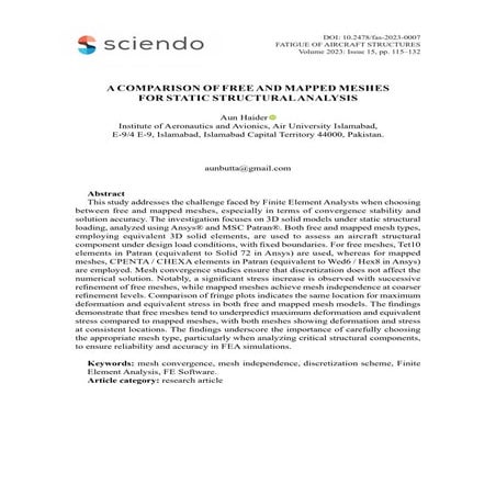 A Comparison of Free and Mapped Meshes for Static Structural Analysis.pdf