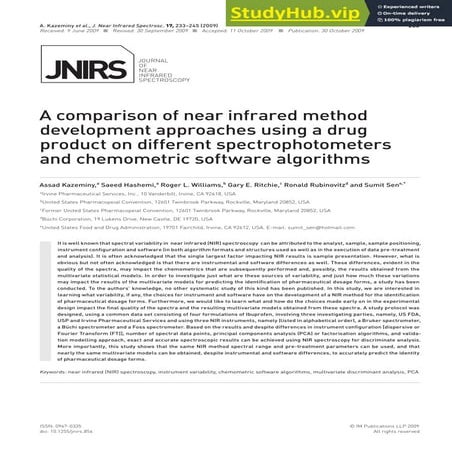 A Comparison Of Near Infrared Method Development Approaches Using A Drug Product On Different ...