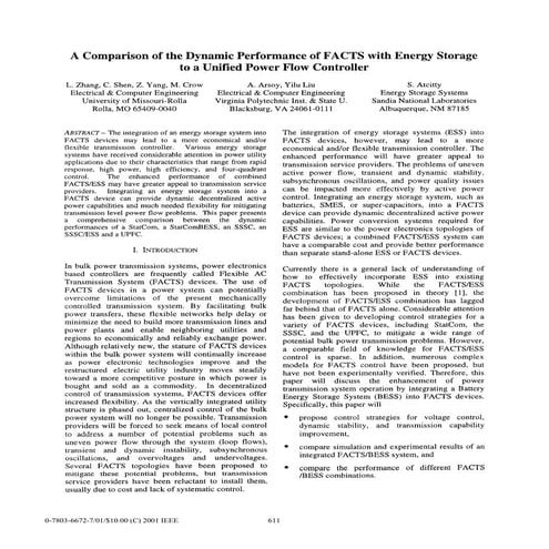 A comparison of the dynamic performance of FACTS with energy storage to ...