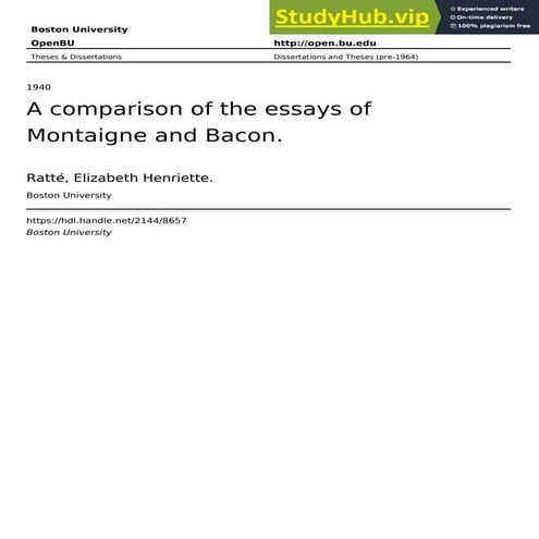 A Comparison Of The Essays Of Montaigne And Bacon | PDF | Books and Literature