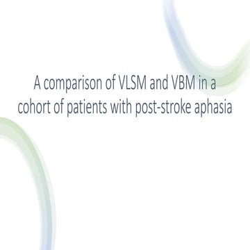 A comparison of VLSM and VBM in a cohort of patients with post-stroke ...