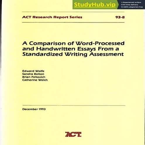 A Comparison Of Word-Processed And Handwritten Essays From A ...
