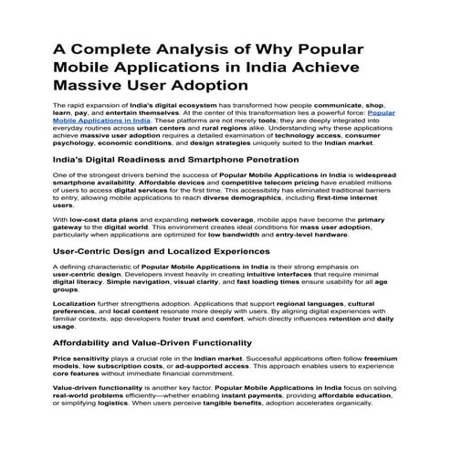 A Complete Analysis of Why Popular Mobile Applications in India Achieve ...