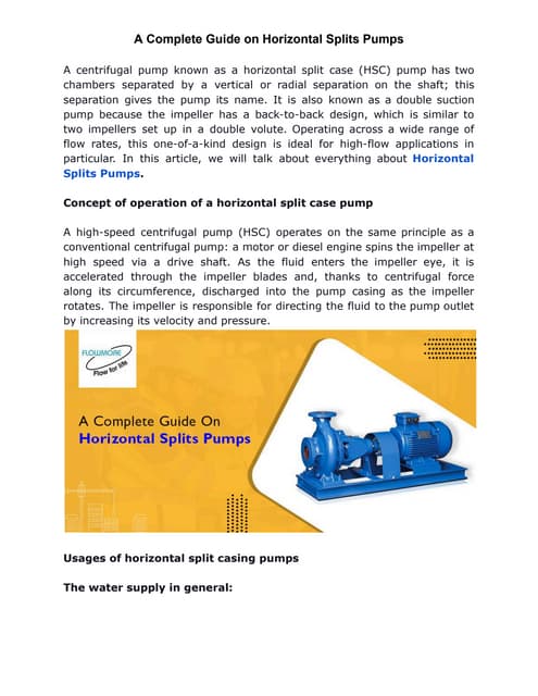 Types of Industrial Pumps and Their Use Cases | PDF