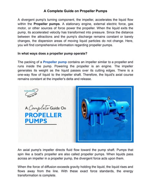 A Guide To Propeller Pump | PDF