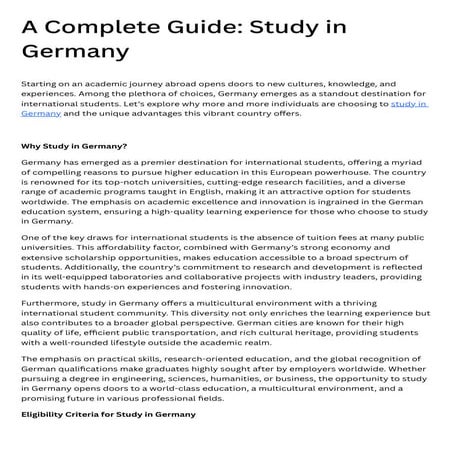 Eligibility Criteria for Study in Germany | PDF