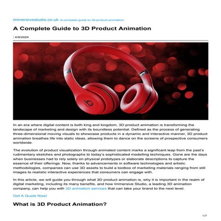 A Complete Guide to 3D Product Animation | PDF