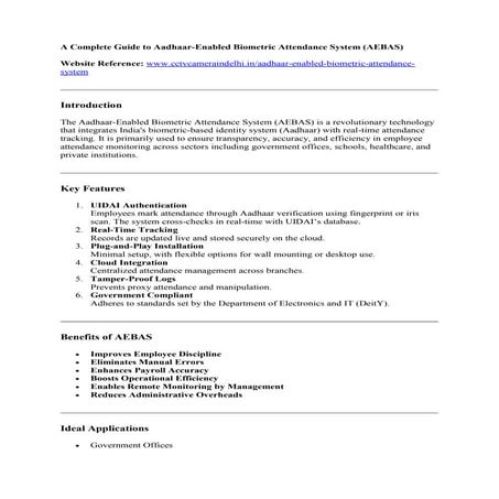 A Complete Guide to Aadhaar Enabled Biometric Attendance System - AEBAS ...