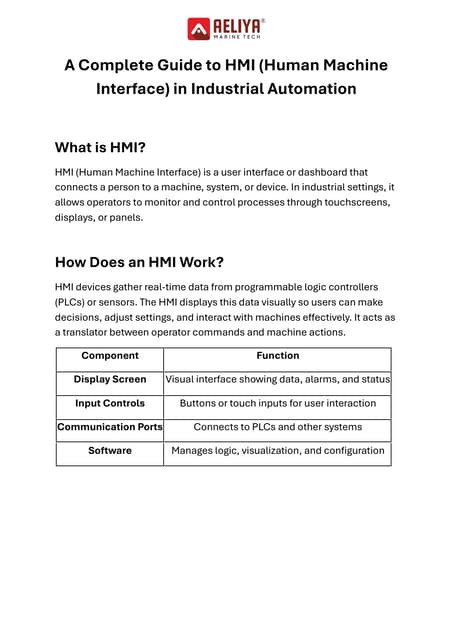 The Applications of Human-Machine Interface (HMI) Displays | PDF