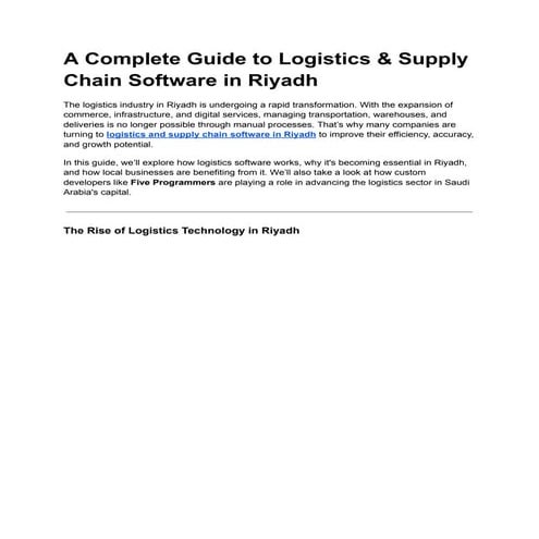 A Complete Guide to Logistics & Supply Chain Software in Riyadh.pdf