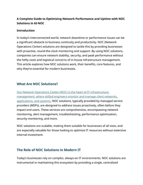 Network operations center (noc) | PPT