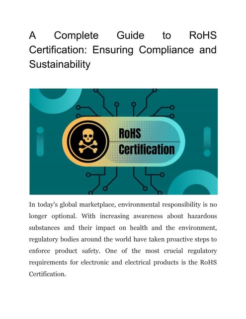 RoHS awareness Training By Manish Dwivedi | PPTX