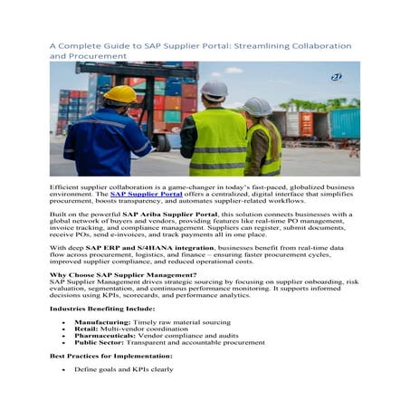 A Complete Guide to SAP Supplier Portal Streamlining Collaboration and Procurement.pdf