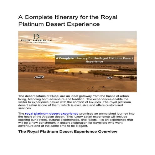 A Complete Itinerary for the Royal Platinum Desert Experience | DOCX