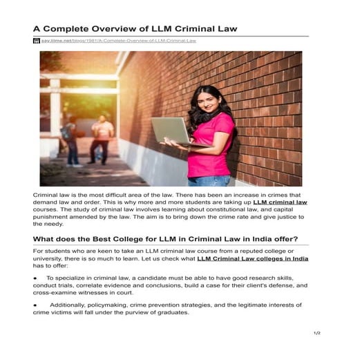 A Complete Overview of LLM Criminal Law | PDF