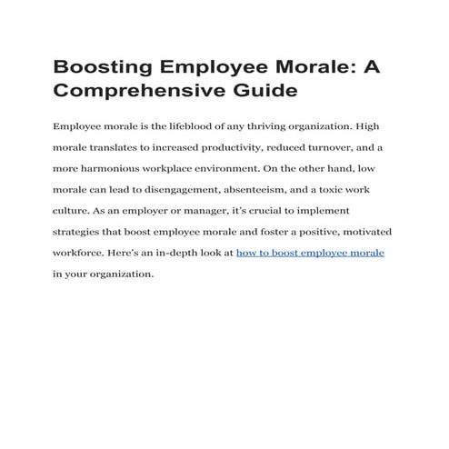 A Comprehensive Guide for Boosting Employee Morale.pdf | Human ...