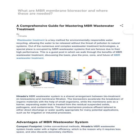 A Comprehensive Guide for Mastering MBR Wastewater Treatment | PDF