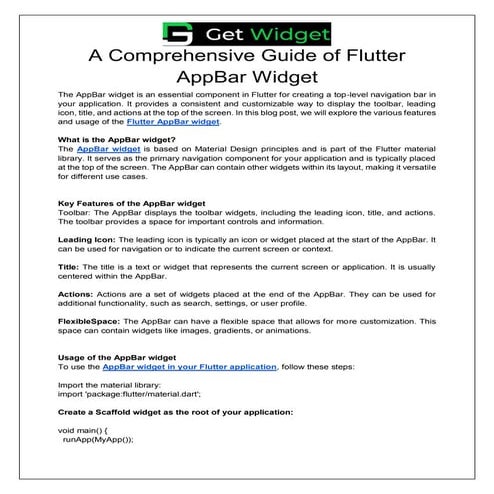 A Comprehensive Guide Of Flutter Appbar Widgetpdf 9621