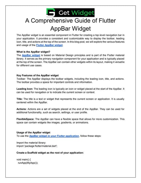 A Comprehensive Guide Of Flutter Appbar Widgetpdf 9621