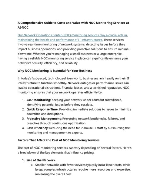 The Ultimate Guide to Managed NOC Pricing and Service Levels in AI-NOC (1).docx