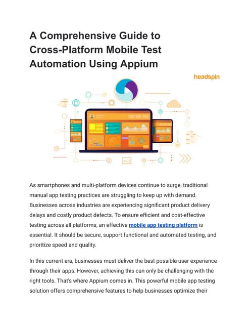 A Comprehensive Guide To Cross Platform Mobile Test Automation Using Appiumpdf