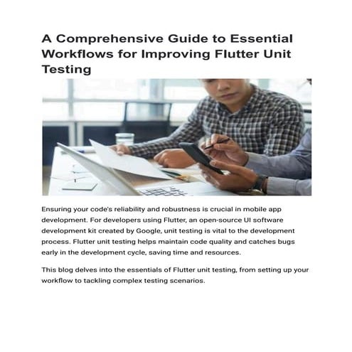 A Comprehensive Guide To Essential Workflows For Improving Flutter Unit Testingpdf Free Download