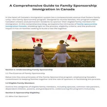 A Comprehensive Guide to Family Sponsorship Immigration in Canada | PDF