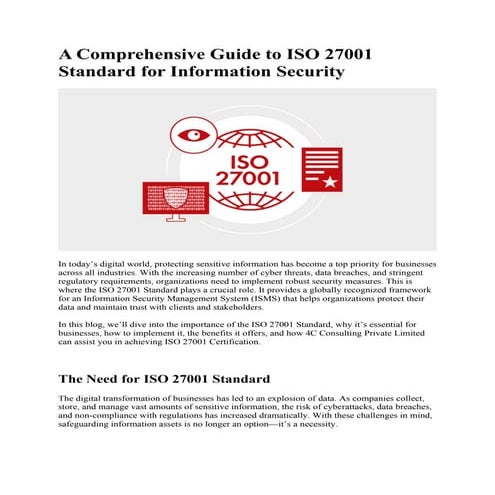 A Comprehensive Guide to ISO 27001 Standard for Information Security | DOCX | Information and ...