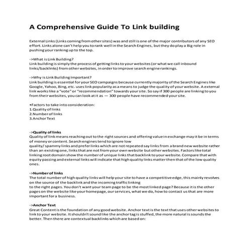 A comprehensive guide to link building | DOCX