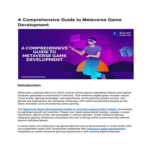 A Comprehensive Guide to Metaverse Game Development | PDF