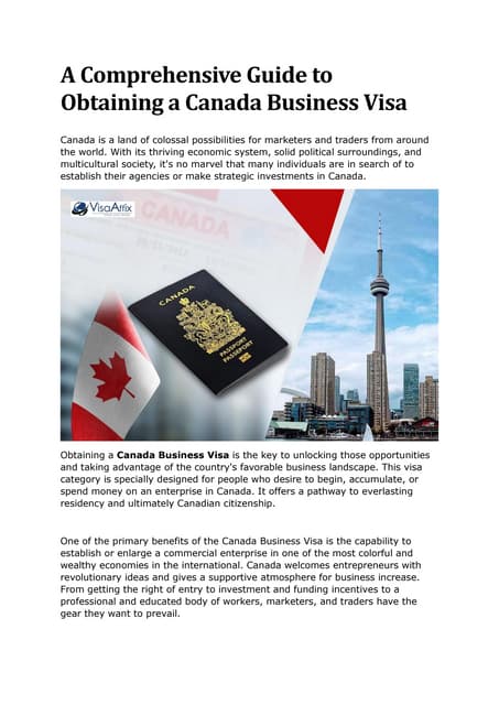 A Comprehensive Guide to Obtaining a Canada Business Visa | PDF A Comprehensive Guide to Obtaining a Canada Business Visa | PDF