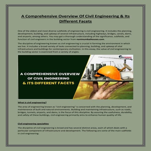 A comprehensive overview of civil engineering.pdf | Civil Engineering Industry | Industries