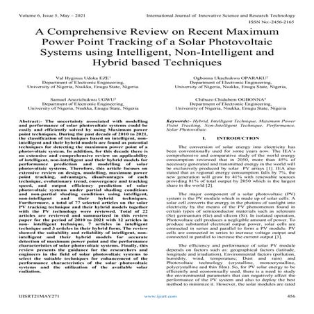 A Comprehensive Review on Recent MPPT of a Solar PV Systems using ...