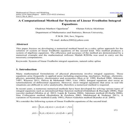 A Computational Method For System Of Linear Fredholm Integral Equations