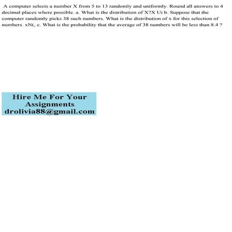 A Computer Selects A Number X From 5 To 13 Randomly And Uniformly Ropdf 8169