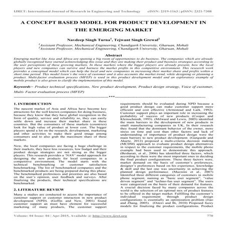 A concept based model for product development in the emerging market | PDF